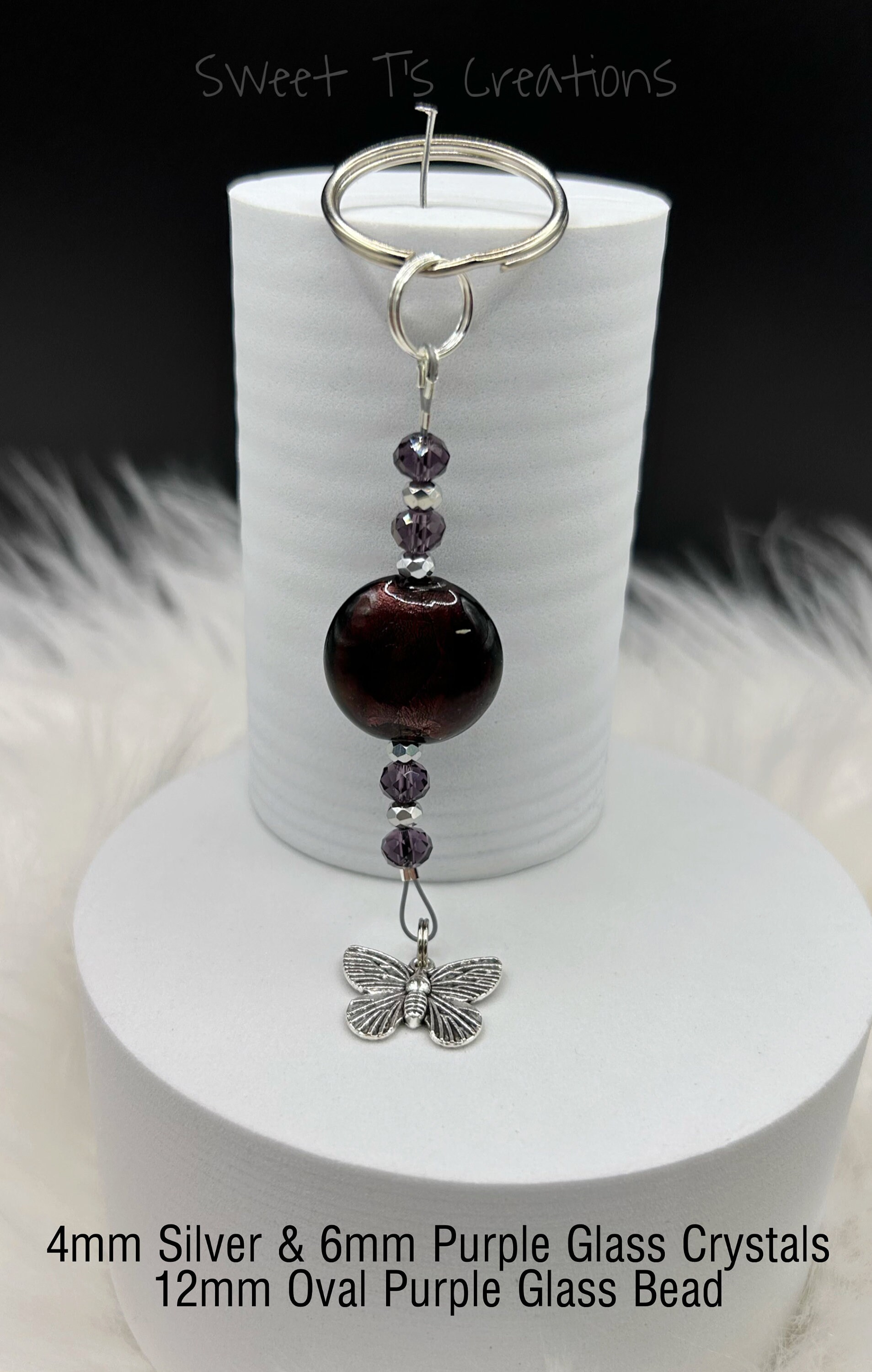 Purple Crystal Keychain, Sun Catcher, Rear View Mirror Charm, Purse ...