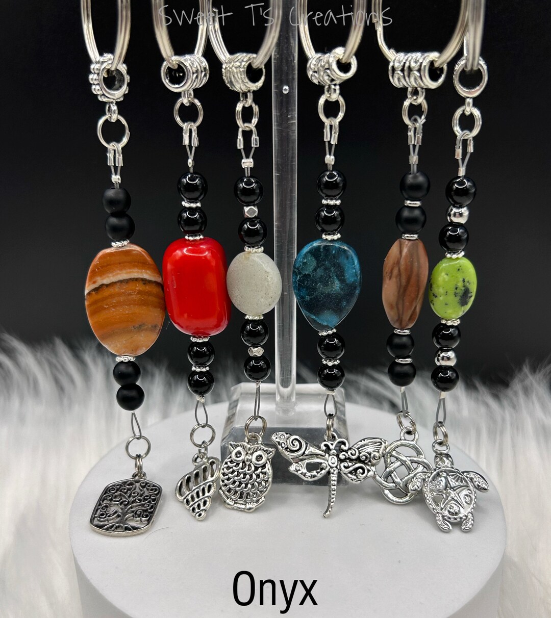 Gemstone Keychain, Genuine Chakra Crystals, Rear View Mirror Charm ...