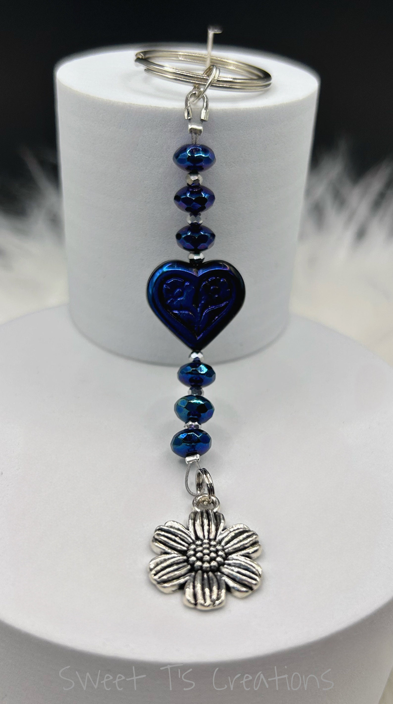 Blue Crystal Keychain, Sun Catcher, Car/rear View Mirror Charm, Purse ...