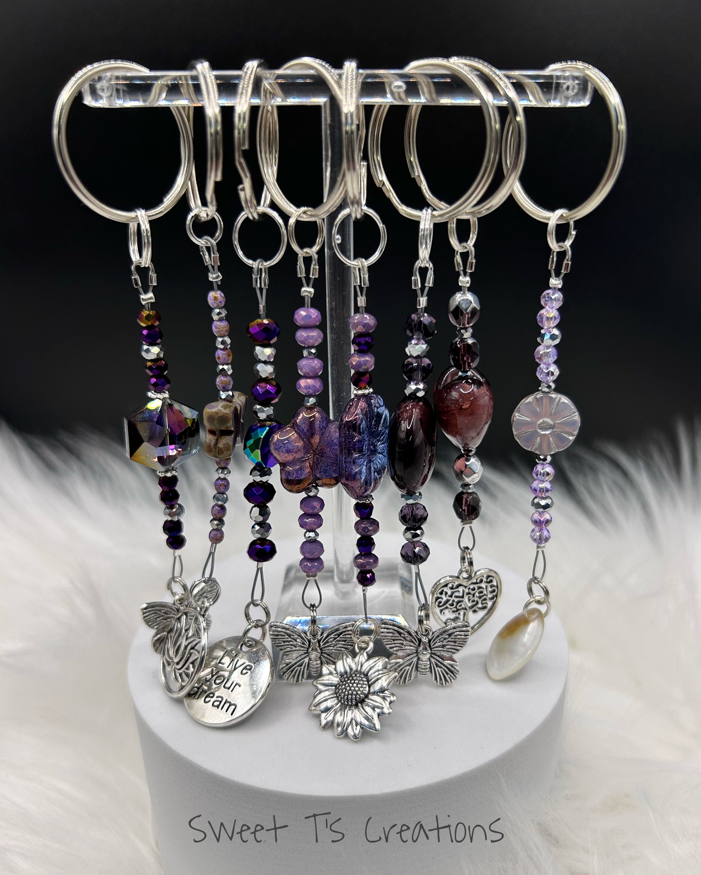 Purple Crystal Keychain, Sun Catcher, Rear View Mirror Charm, Purse ...