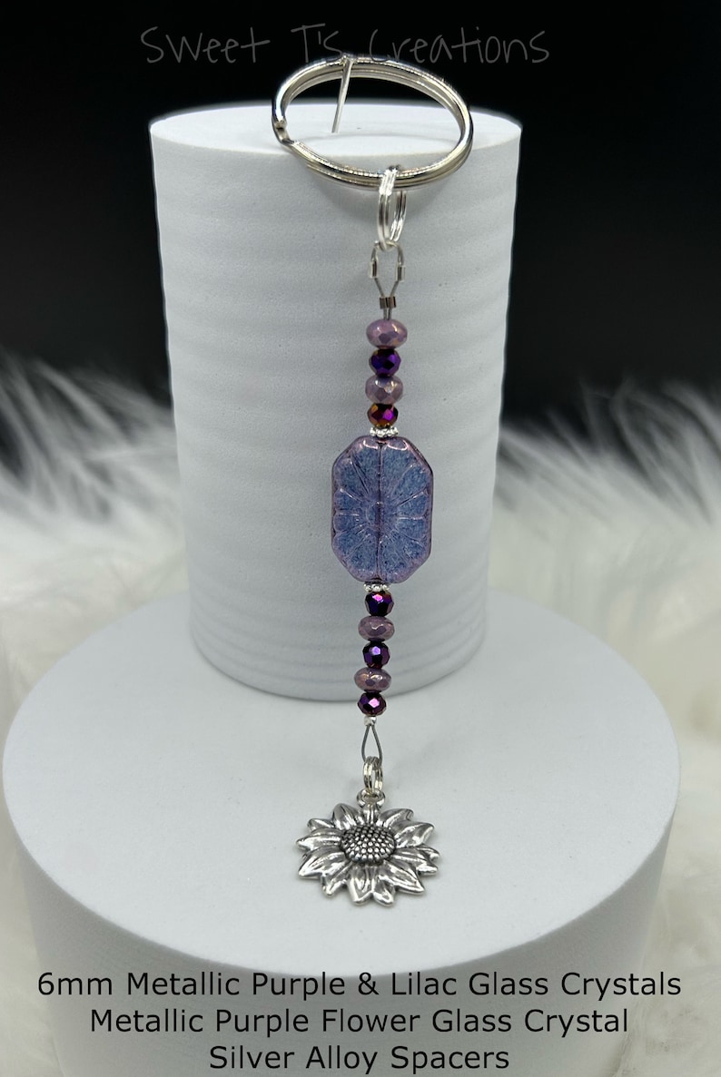Purple Crystal Keychain, Sun Catcher, Rear View Mirror Charm, Purse ...