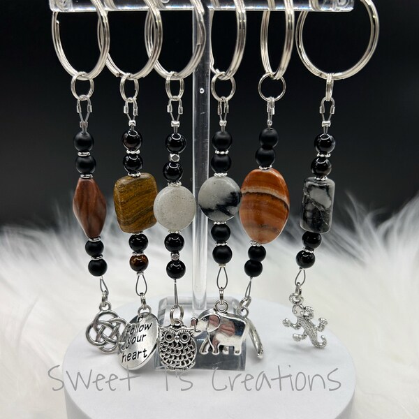 Gemstone Keychain - Etsy