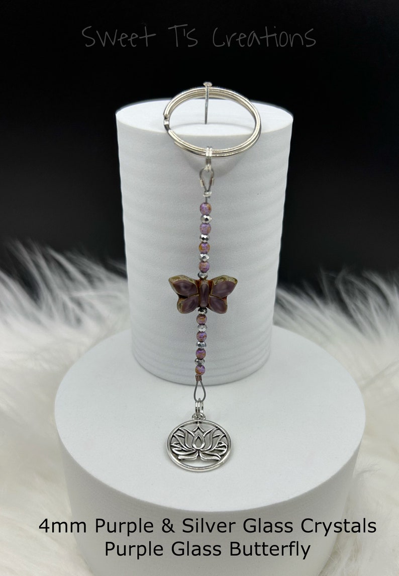 Purple Crystal Keychain, Sun Catcher, Rear View Mirror Charm, Purse ...