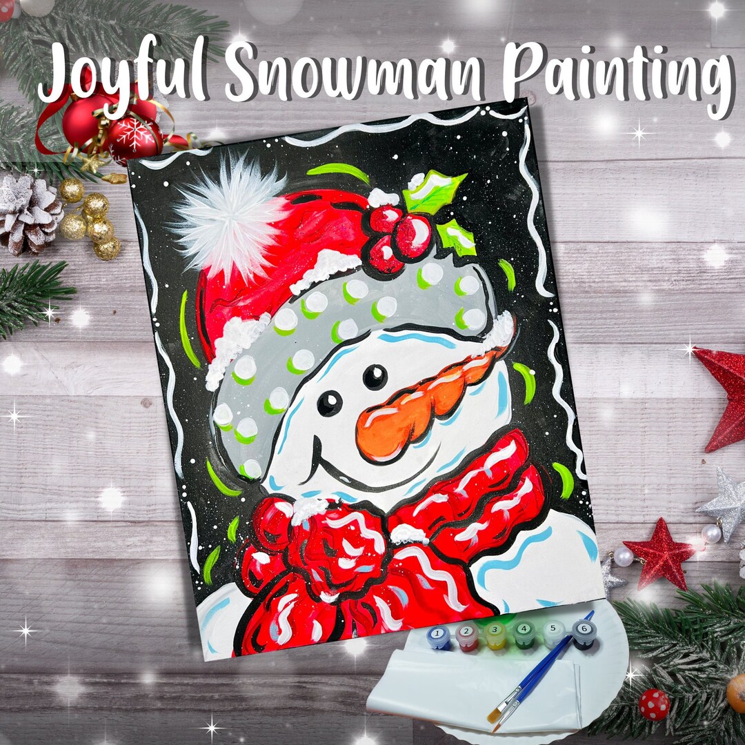 DIY Joyful Snowman Painting Kit - Paint Your Own - Hand-drawn - Canvas ...