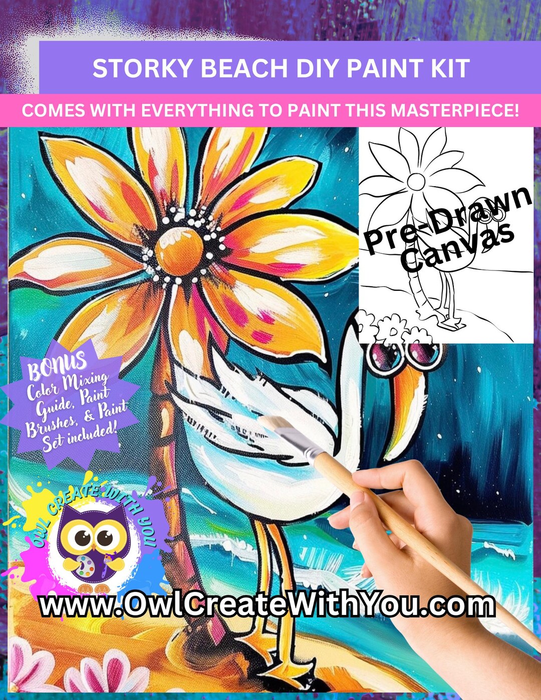 NEW - It's a Storky Beach - Painting Kit - Paint Your Own - Canvas ...