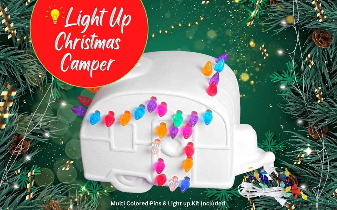 Light up Holiday Christmas Camper - Ceramic Bisque - Unpainted - Light ...