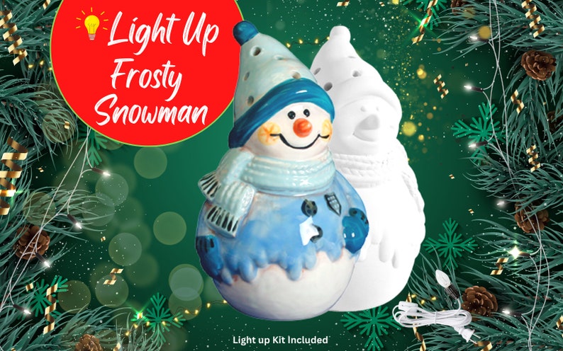 Light up Holiday Christmas Frosty Snowman - Ceramic Bisque - Unpainted ...
