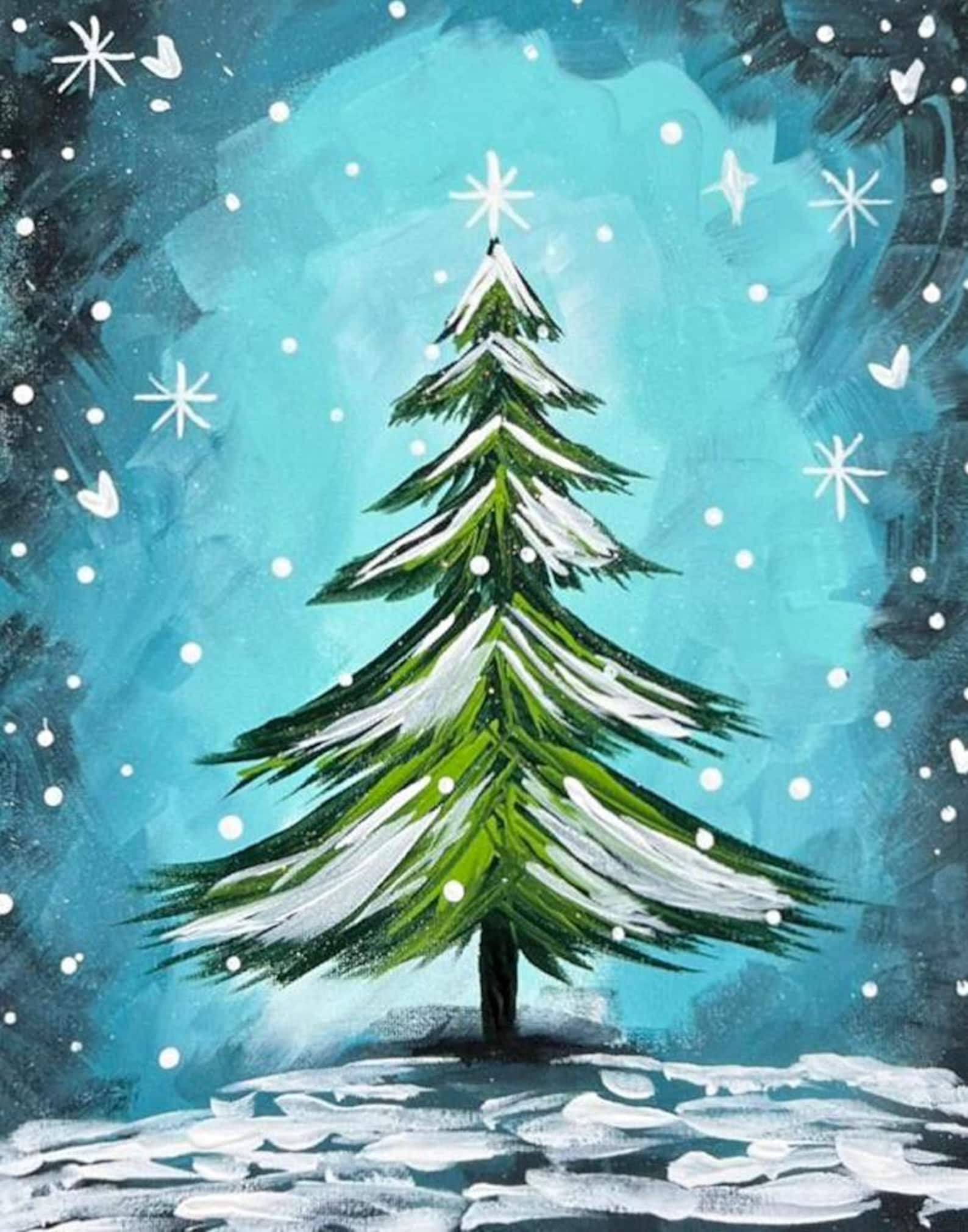 NEW - Magical Christmas Tree Painting Kit - Paint Your Own - Hand-drawn ...