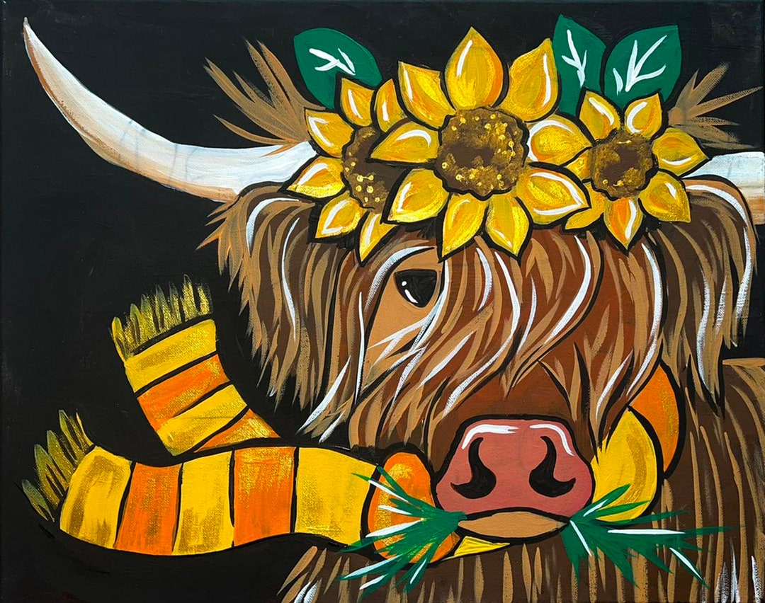 NEW - Fall Highlander Cow Painting Kit - Paint Your Own - Handdrawn ...