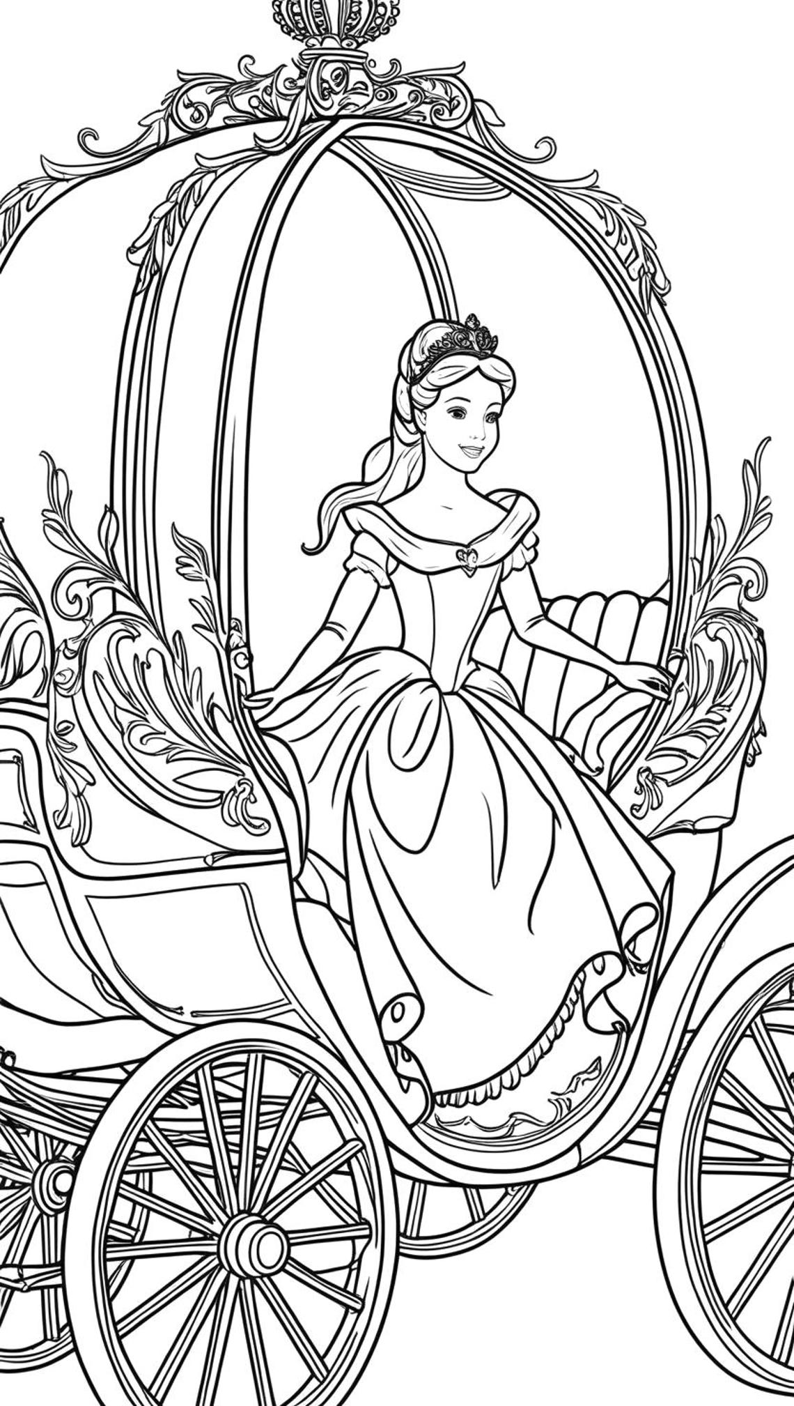8 Princesses in Carriages & on Horses – Printable Colouring Pages ...