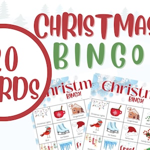 Christmas Holiday Bingo Cards, Printable Bingo, 20 Cards, Senior ...