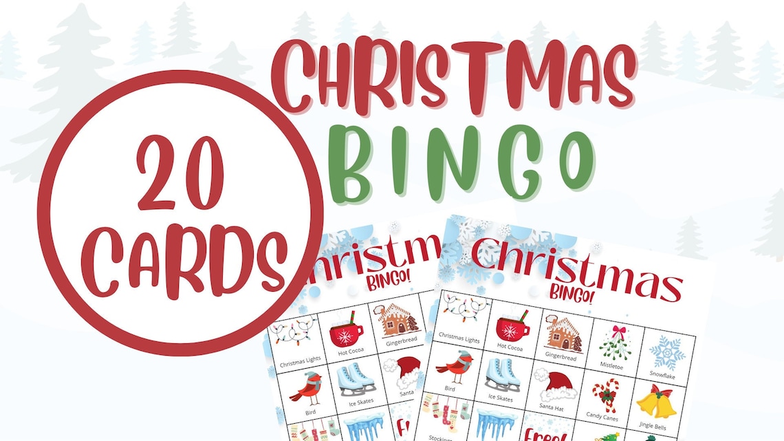 Christmas Holiday Bingo Cards, Printable Bingo, 20 Cards, Senior ...