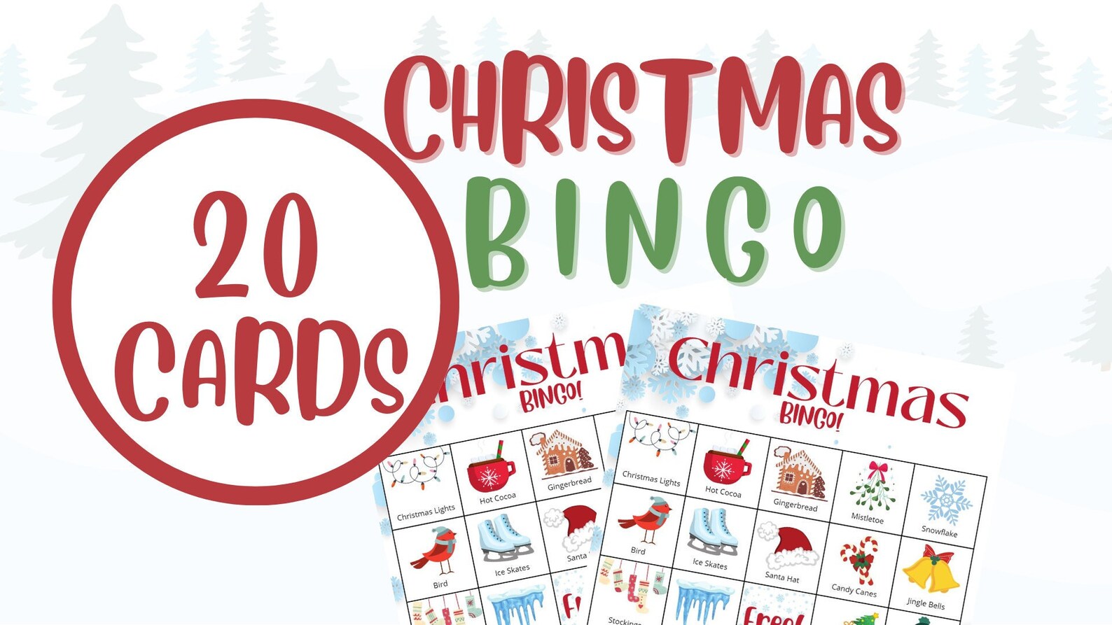 Christmas Holiday Bingo Cards, Printable Bingo, 20 Cards, Senior ...