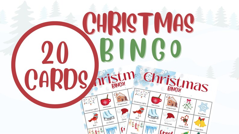 Christmas Holiday Bingo Cards, Printable Bingo, 20 Cards, Senior ...