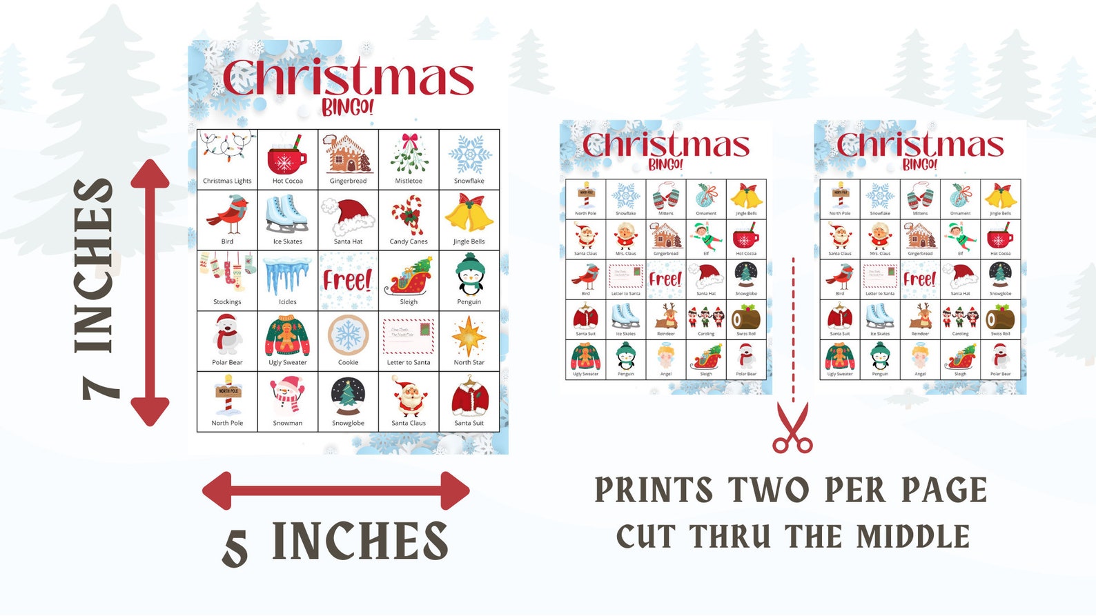 Christmas Holiday Bingo Cards, Printable Bingo, 20 Cards, Senior ...