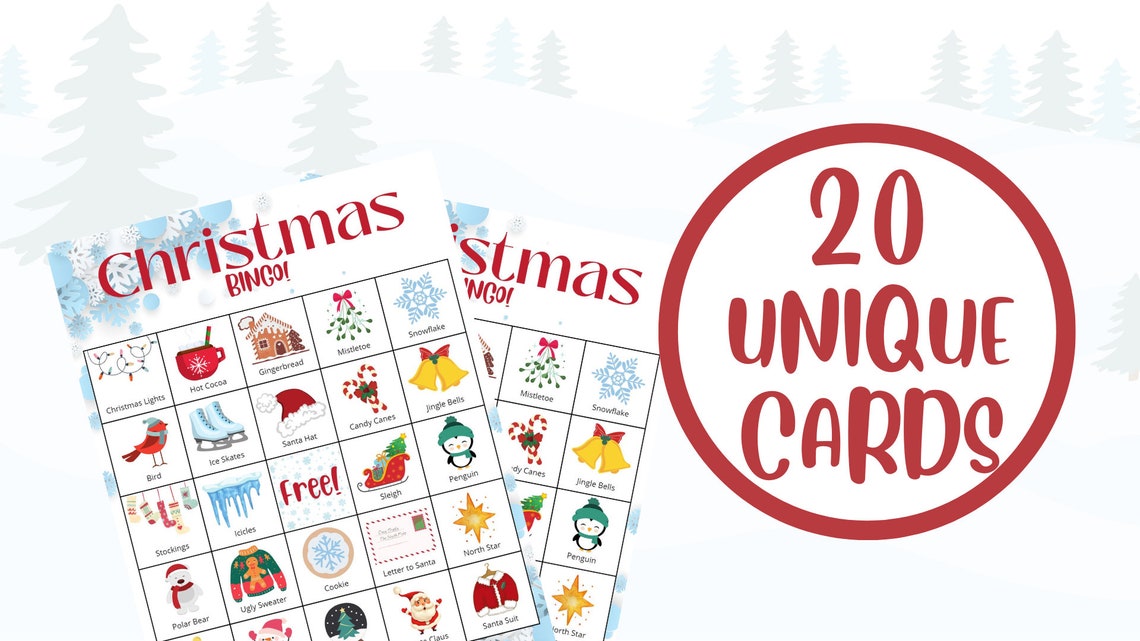 Christmas Holiday Bingo Cards, Printable Bingo, 20 Cards, Senior ...