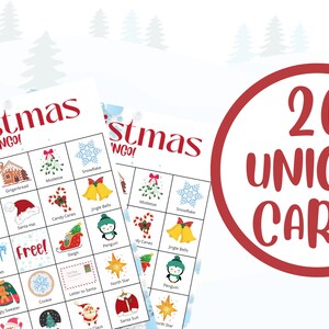 Christmas Holiday Bingo Cards, Printable Bingo, 20 Cards, Senior ...