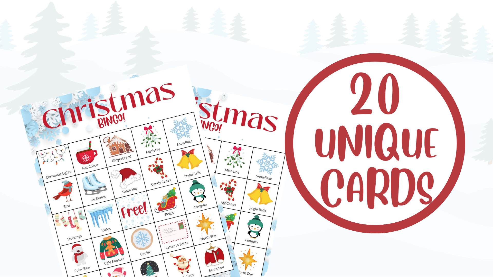 Christmas Holiday Bingo Cards, Printable Bingo, 20 Cards, Senior ...