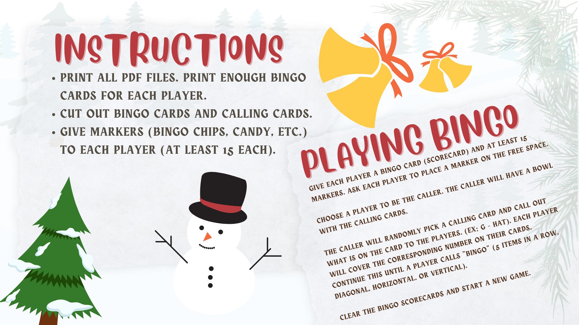 Christmas Holiday Bingo Cards, Printable Bingo, 20 Cards, Senior ...