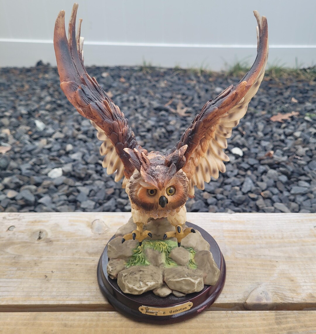 Vintage Ruby's Collection Owl Figurine, Large Hand Painted Resin Bird ...