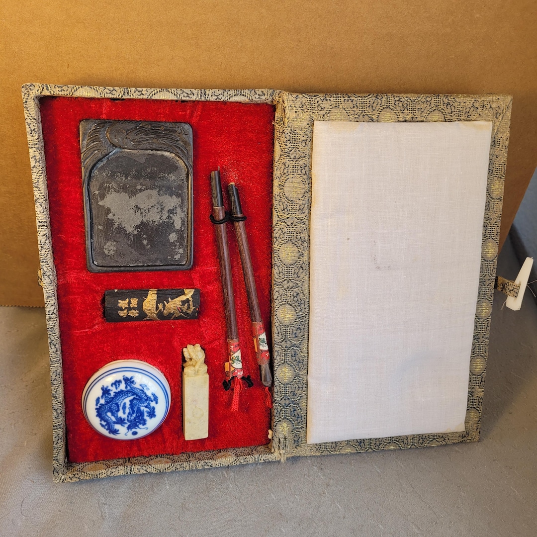 Vintage Chinese Calligraphy Set, Scholar's Four Jewels, Boxed Writing ...