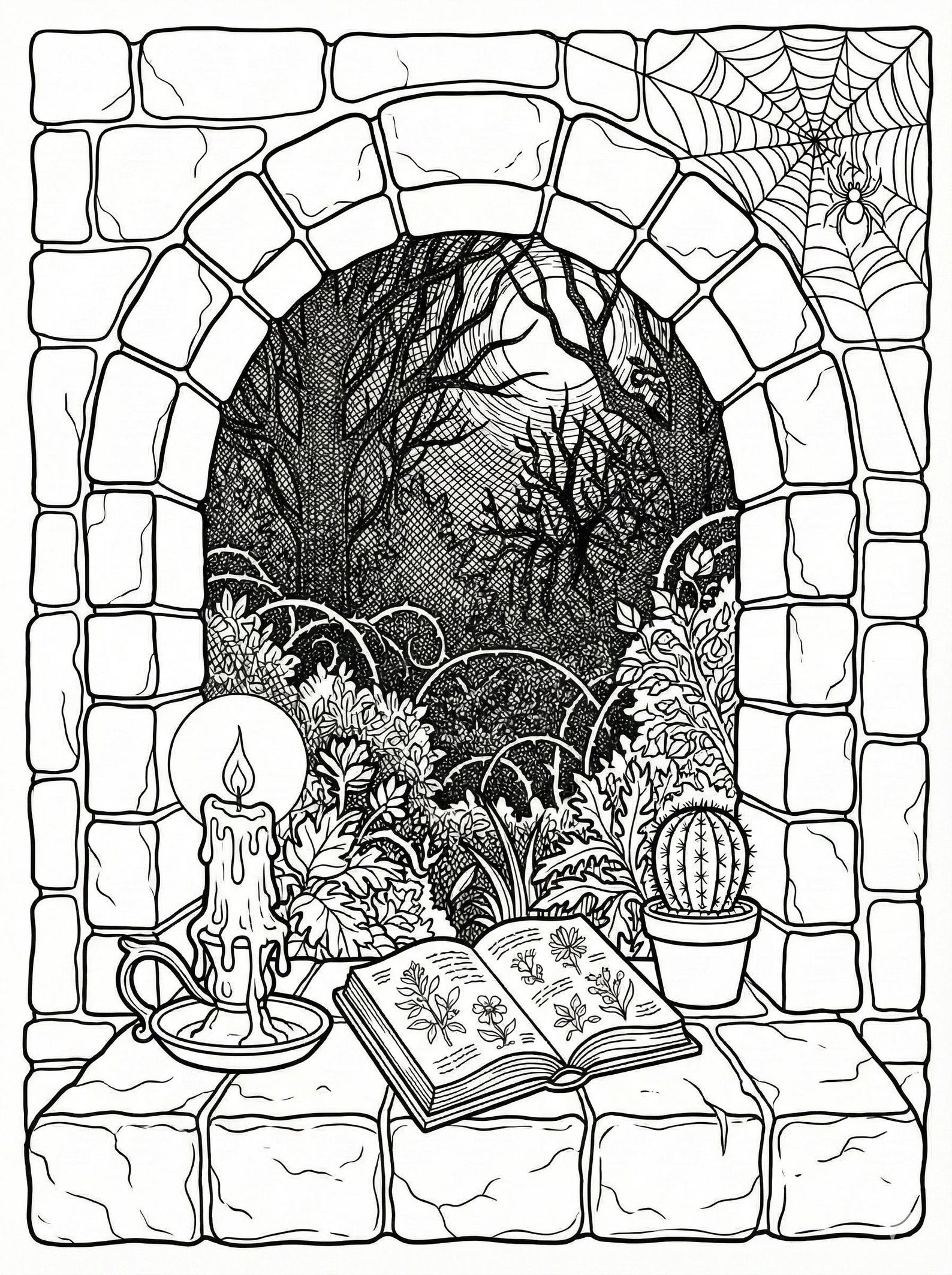 Gothic Botanical Adult Coloring Book Digital Download Printable PDF 10 ...