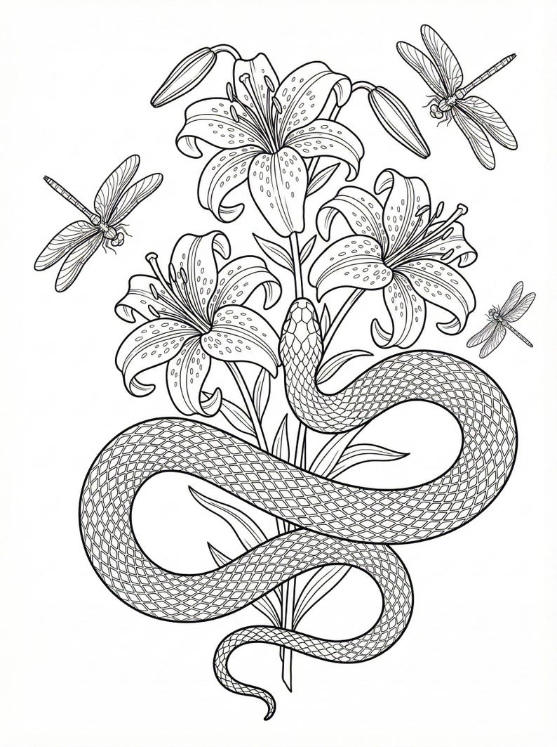 Gothic Botanical Adult Coloring Book Digital Download Printable PDF 10 ...