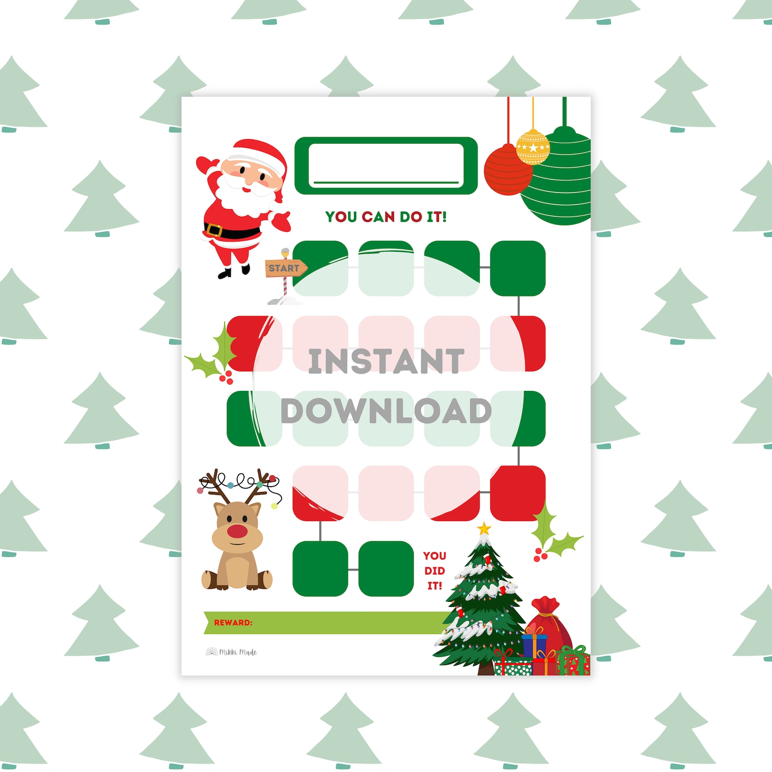 Printable Christmas Reward Chart | Christmas Sticker Chart | Kids ...