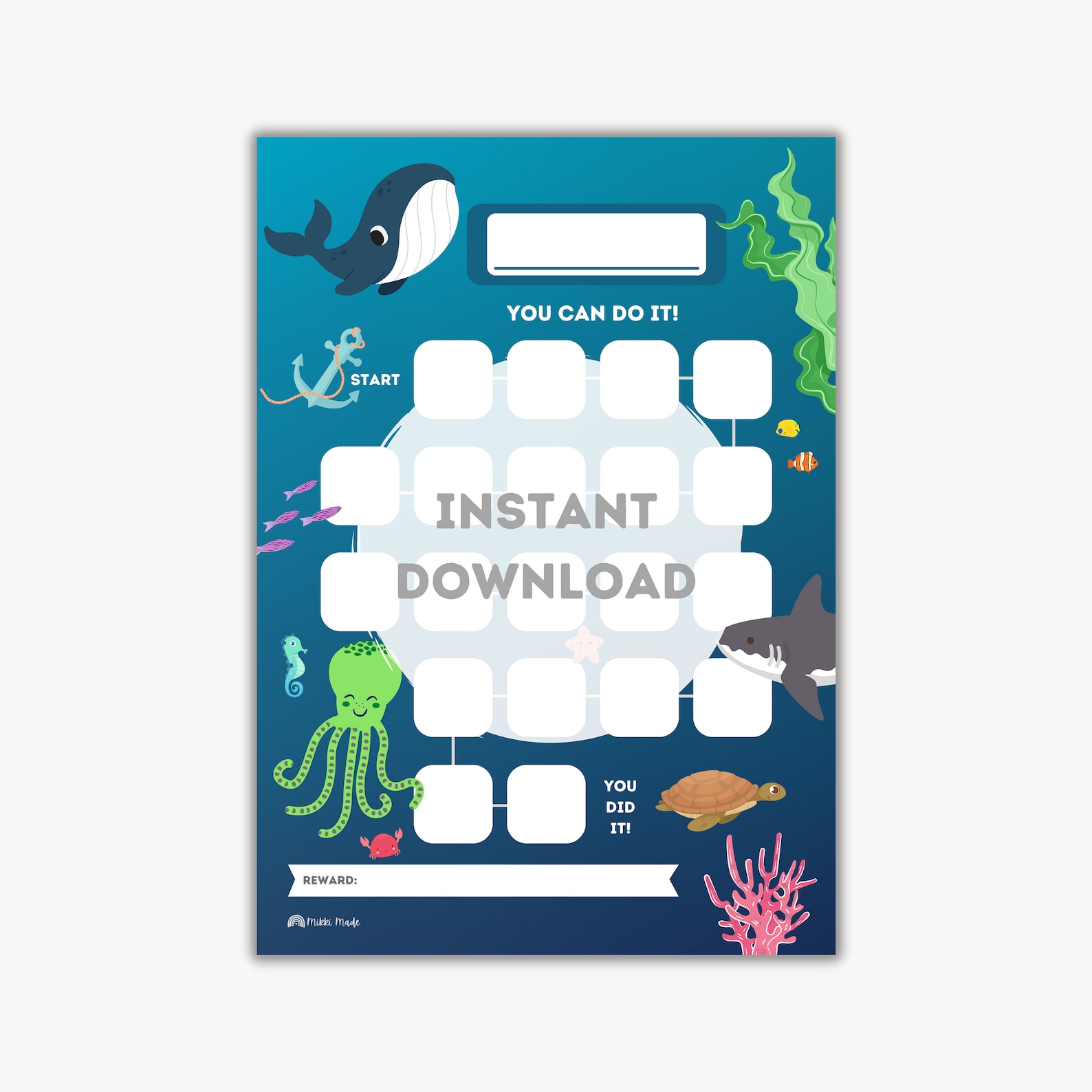 Printable Ocean Reward Chart | Ocean Sticker Chart | Kids Reward Chart ...