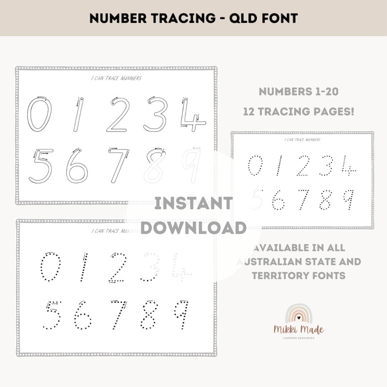 Number Tracing Queensland State Font Printable Worksheets Number ...