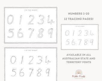 Number Tracing | South Australian Font | Printable Worksheets | Number ...