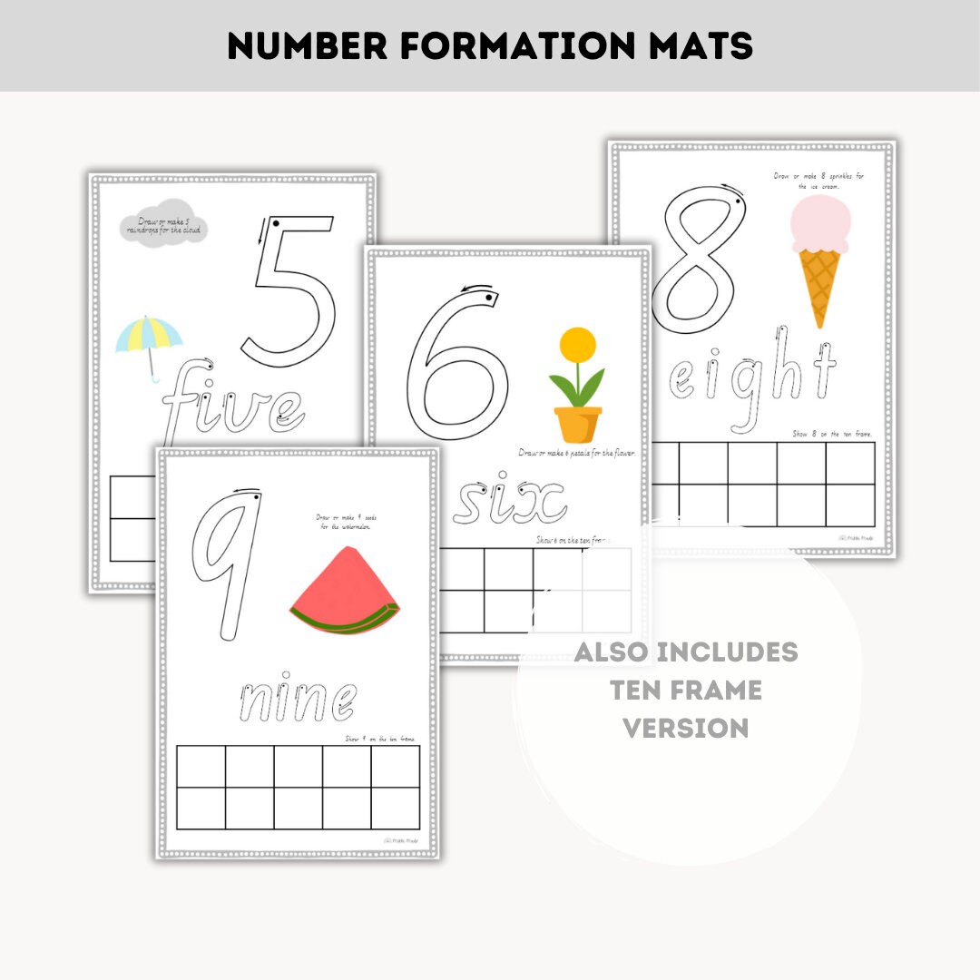 Number Formation Mats | Tasmanian State Font | Number Tracing Mats ...