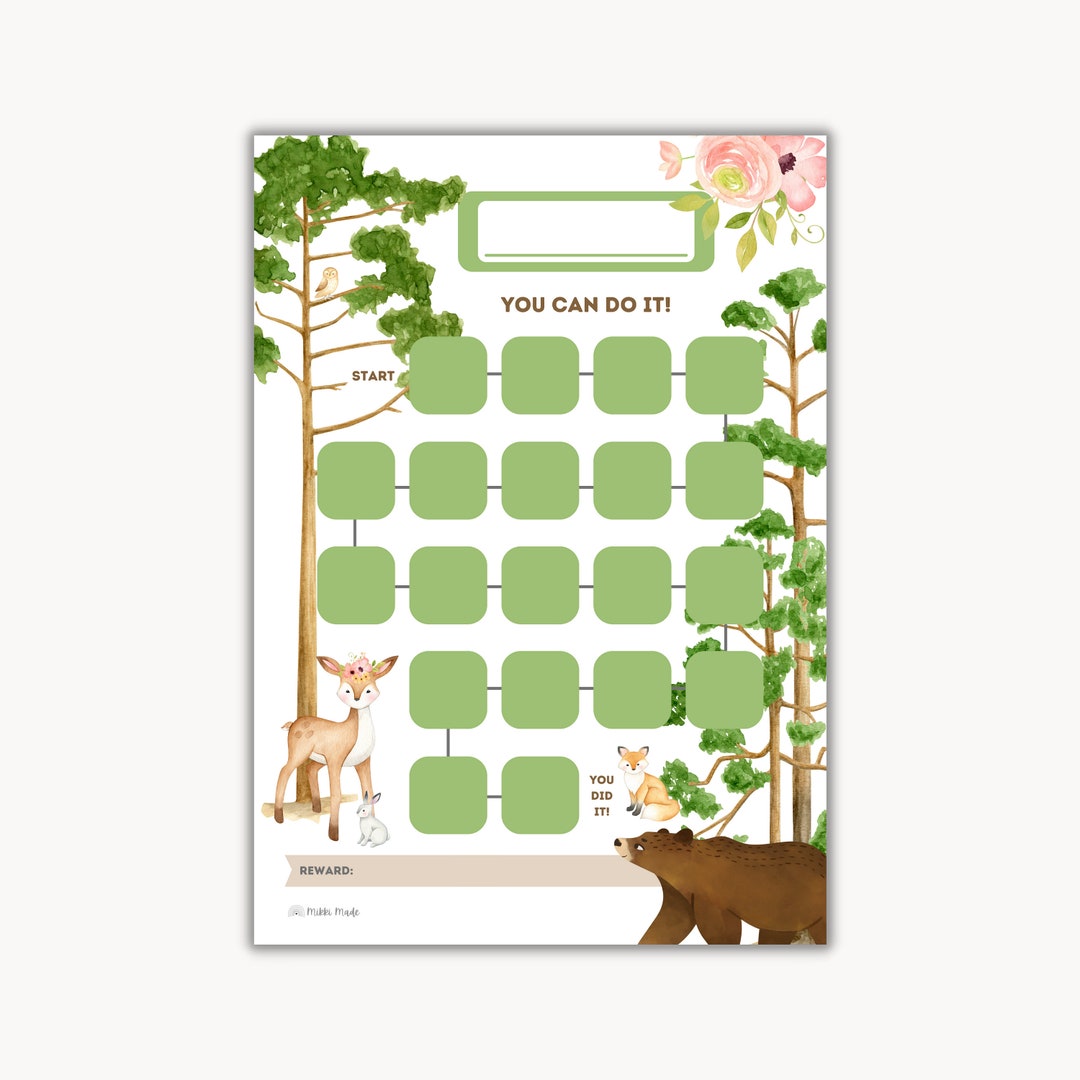 Printable Woodland Reward Chart | Woodland Sticker Chart | Kids Reward ...