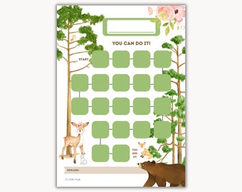 Printable Jungle Reward Chart Jungle Sticker Chart Kids - Etsy
