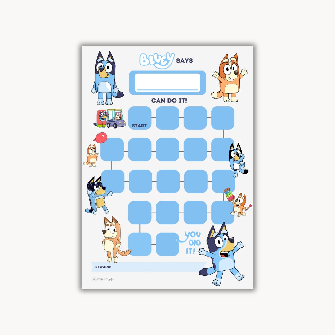 Printable Bluey Reward Chart | Bluey Sticker Chart | Kids Reward Chart ...