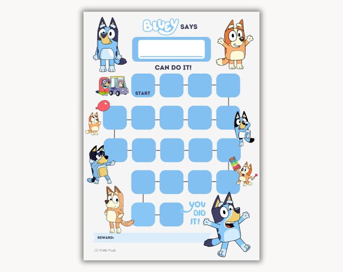 Bluey Reward Chart Obstacle Course Bluey Reward Chart & Stickers Bluey ...