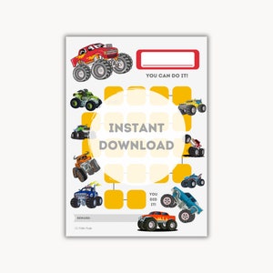 Printable Monster Trucks Reward Chart | Monster Trucks Sticker Chart ...