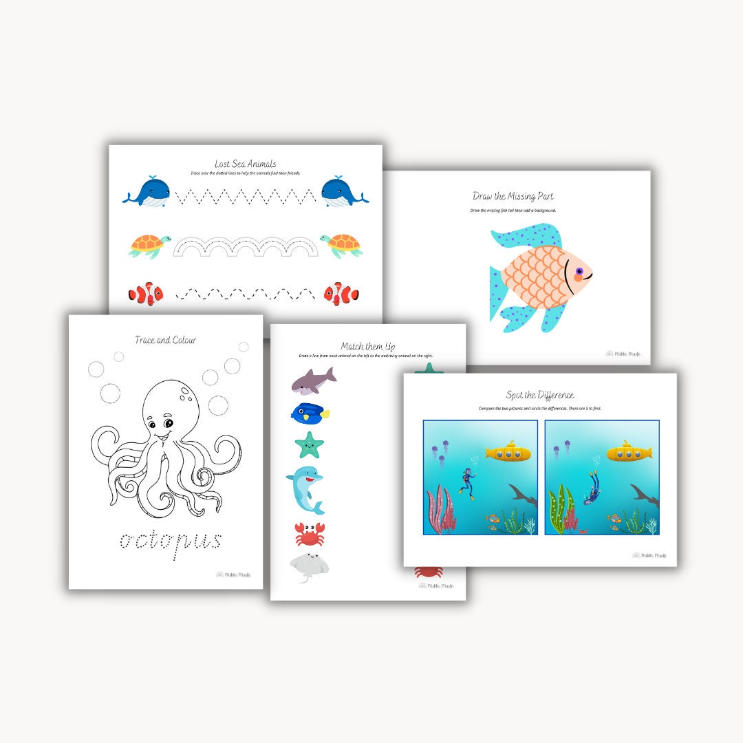Ocean - Printable Worksheets | Pre-writing | Tracing | Fine Motor ...