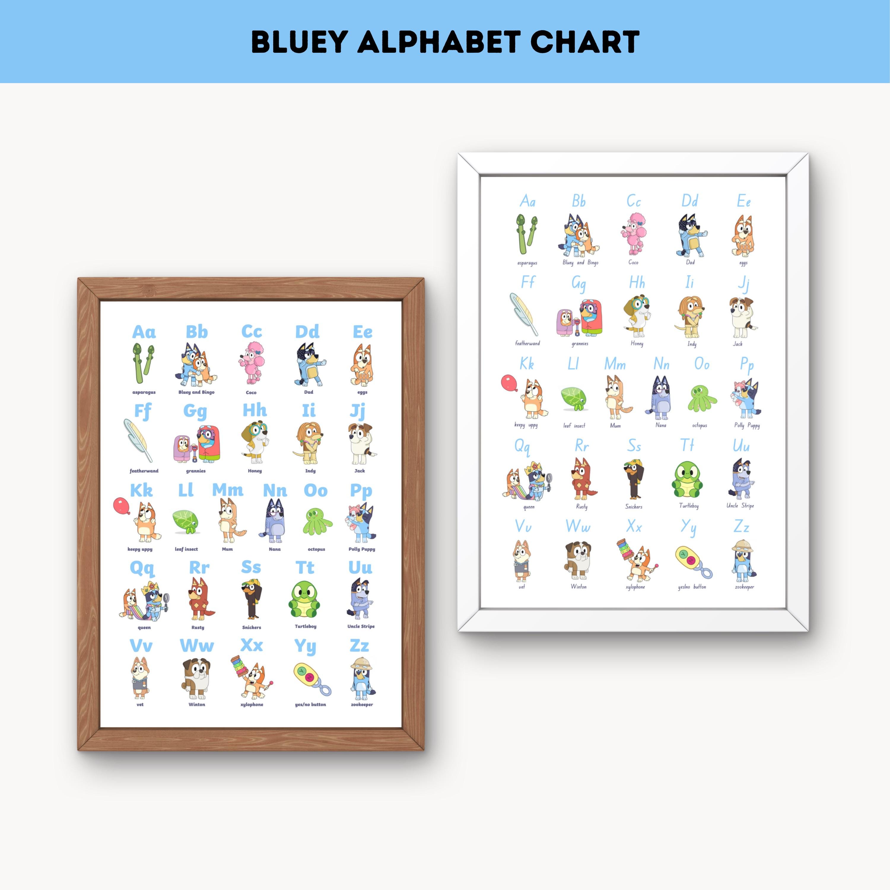 Printable Bluey Alphabet Chart Bluey ABC Chart Bluey Wall Art INSTANT ...