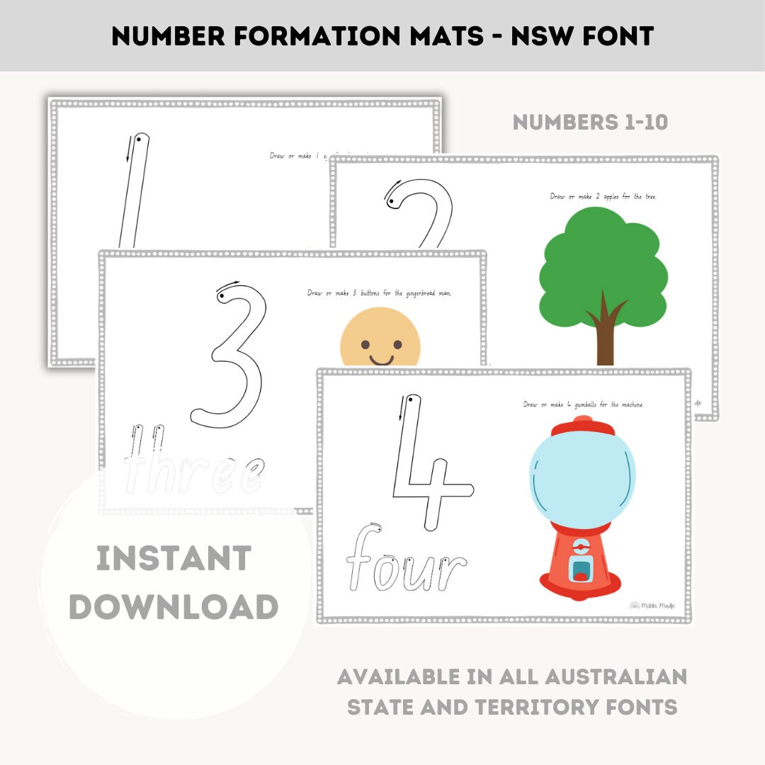 Number Formation Mats | New South Wales State Font | Number Tracing ...