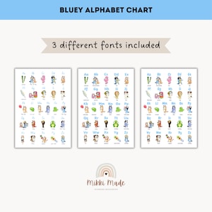 Printable Bluey Alphabet Chart Bluey ABC Chart Bluey Wall Art INSTANT ...