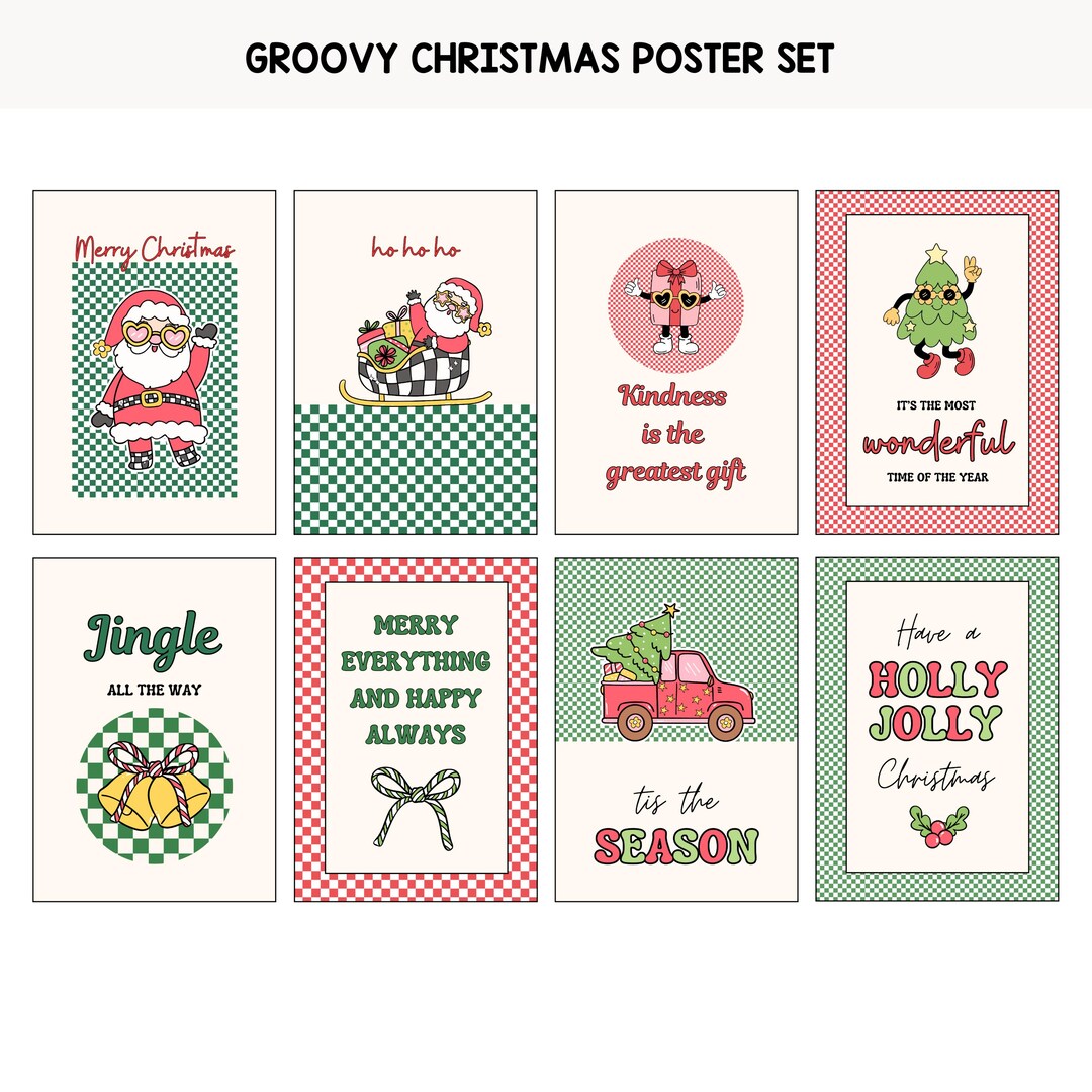 Printable Groovy Christmas Posters | Christmas Wall Art | INSTANT ...