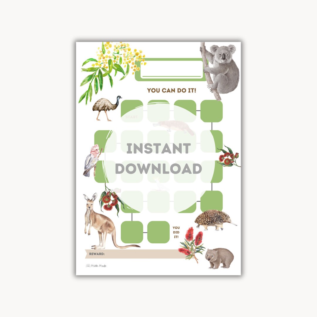 Printable Australian Animal Reward Chart Australian Animal Sticker ...