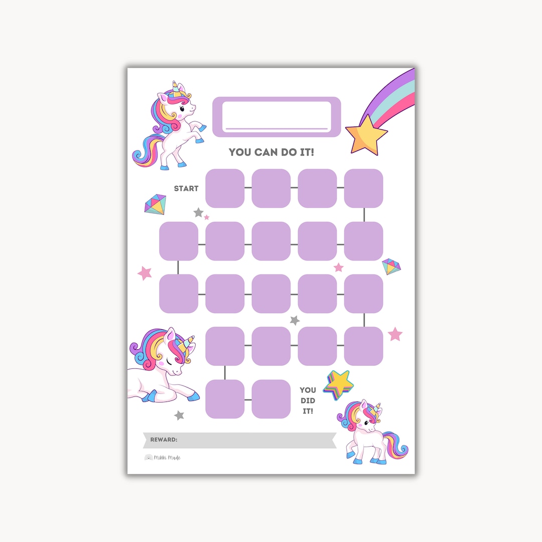 Printable Unicorn Reward Chart | Unicorn Sticker Chart | Kids Reward ...