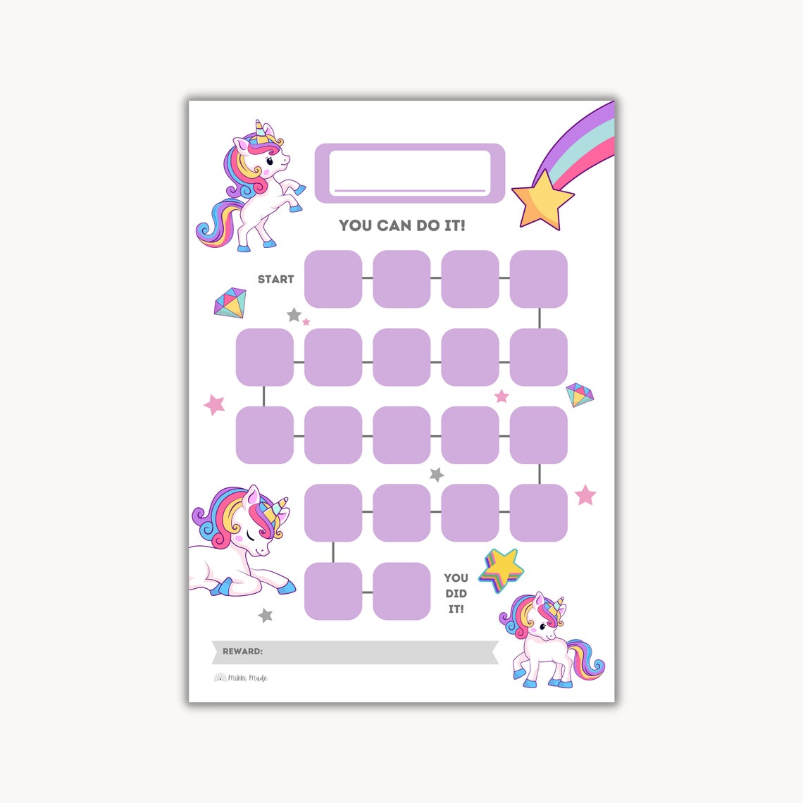 Printable Unicorn Reward Chart | Unicorn Sticker Chart | Kids Reward ...