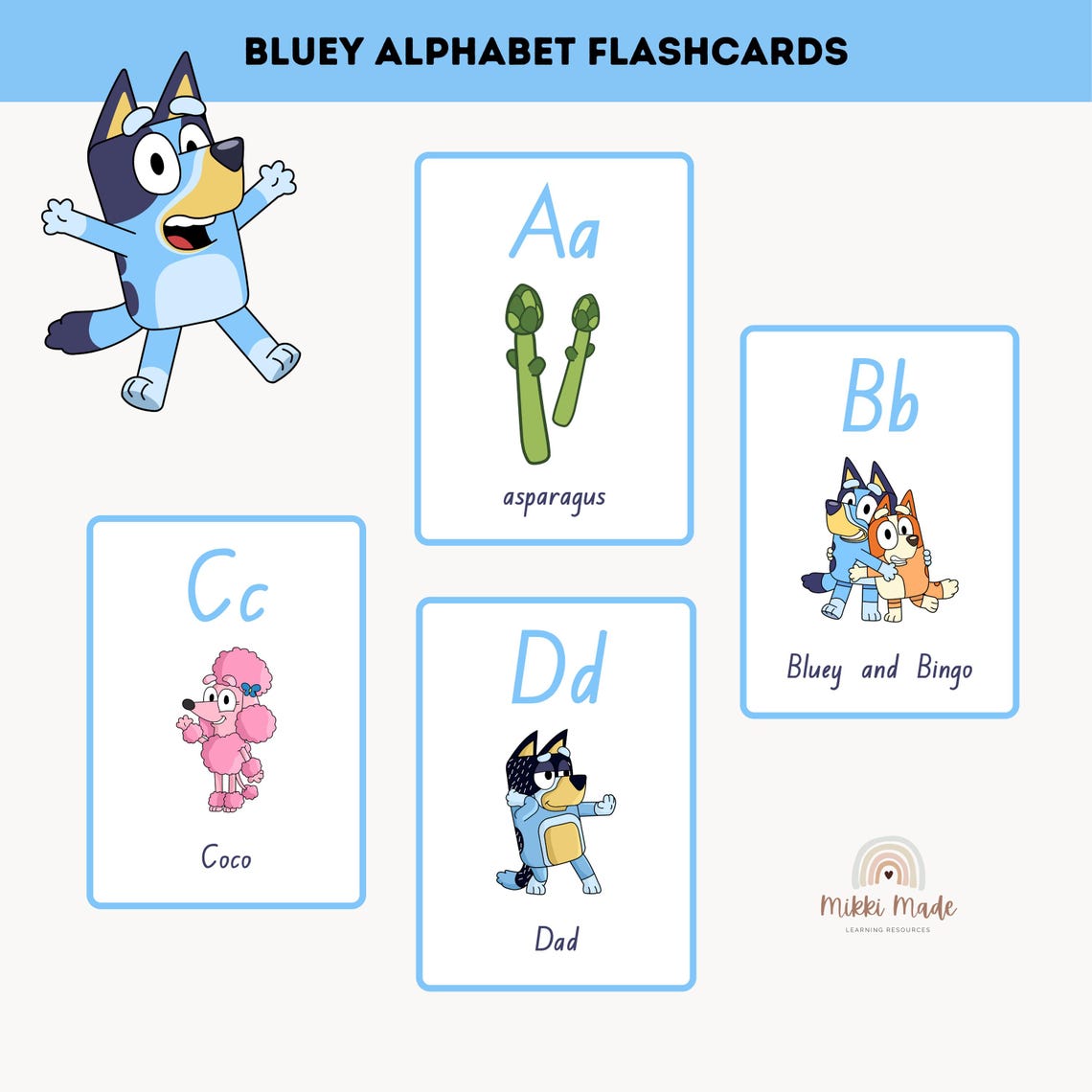 Printable Bluey Alphabet Flashcards | Bluey ABC Flashcards | INSTANT ...