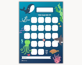 Printable Ocean Reward Chart | Kids Behaviour Chart | Sticker Reward ...