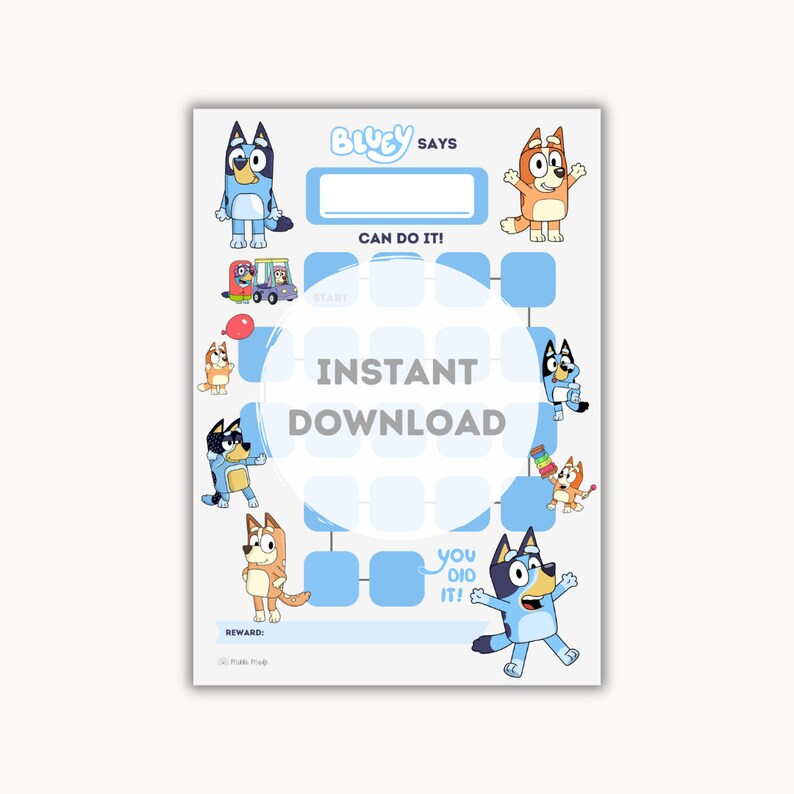Printable Bluey Reward Chart | Bluey Sticker Chart | Kids Reward Chart ...