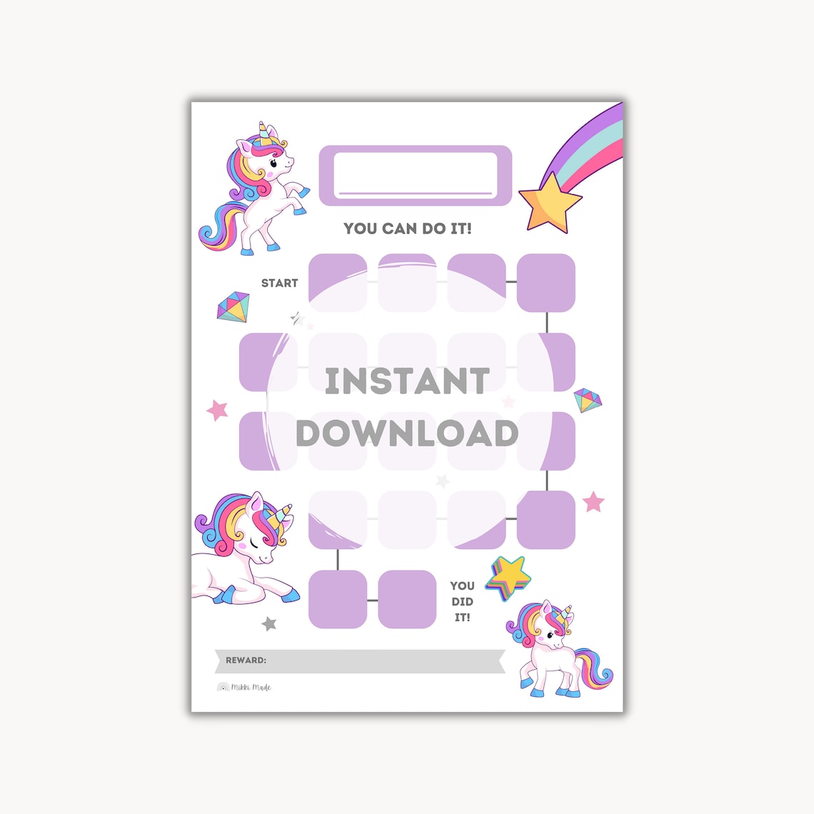 Printable Unicorn Reward Chart | Unicorn Sticker Chart | Kids Reward ...