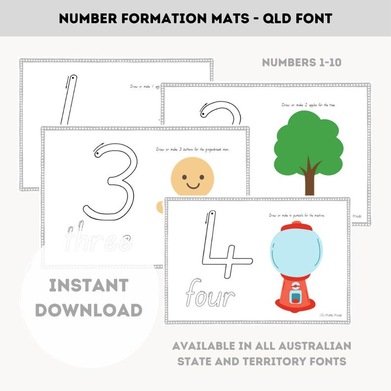 Number Formation Mats | QLD State Font | Number Tracing Mats | Number ...